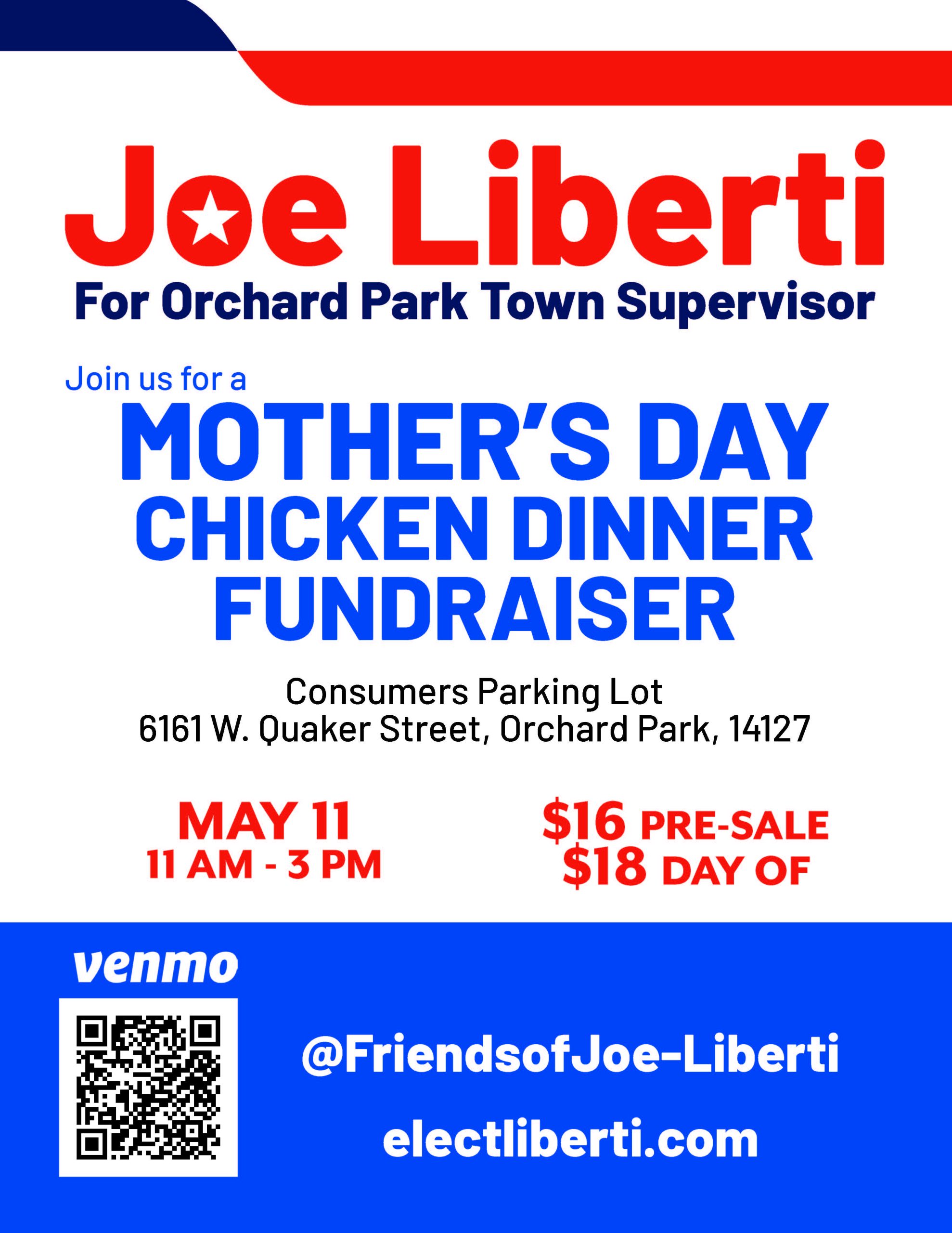 Joe Liberti Fund Raiser - Mother's Day Chicken Dinner - Elect Greg Bennett